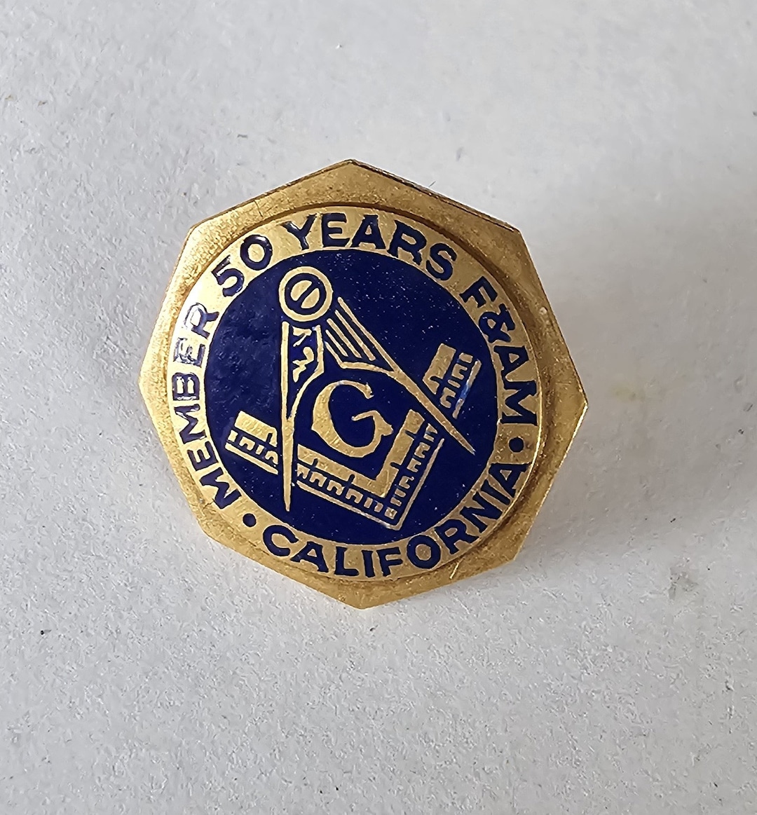 10K Yellow Gold Masonic 50 Years California F & AM Anniversary Mason ...