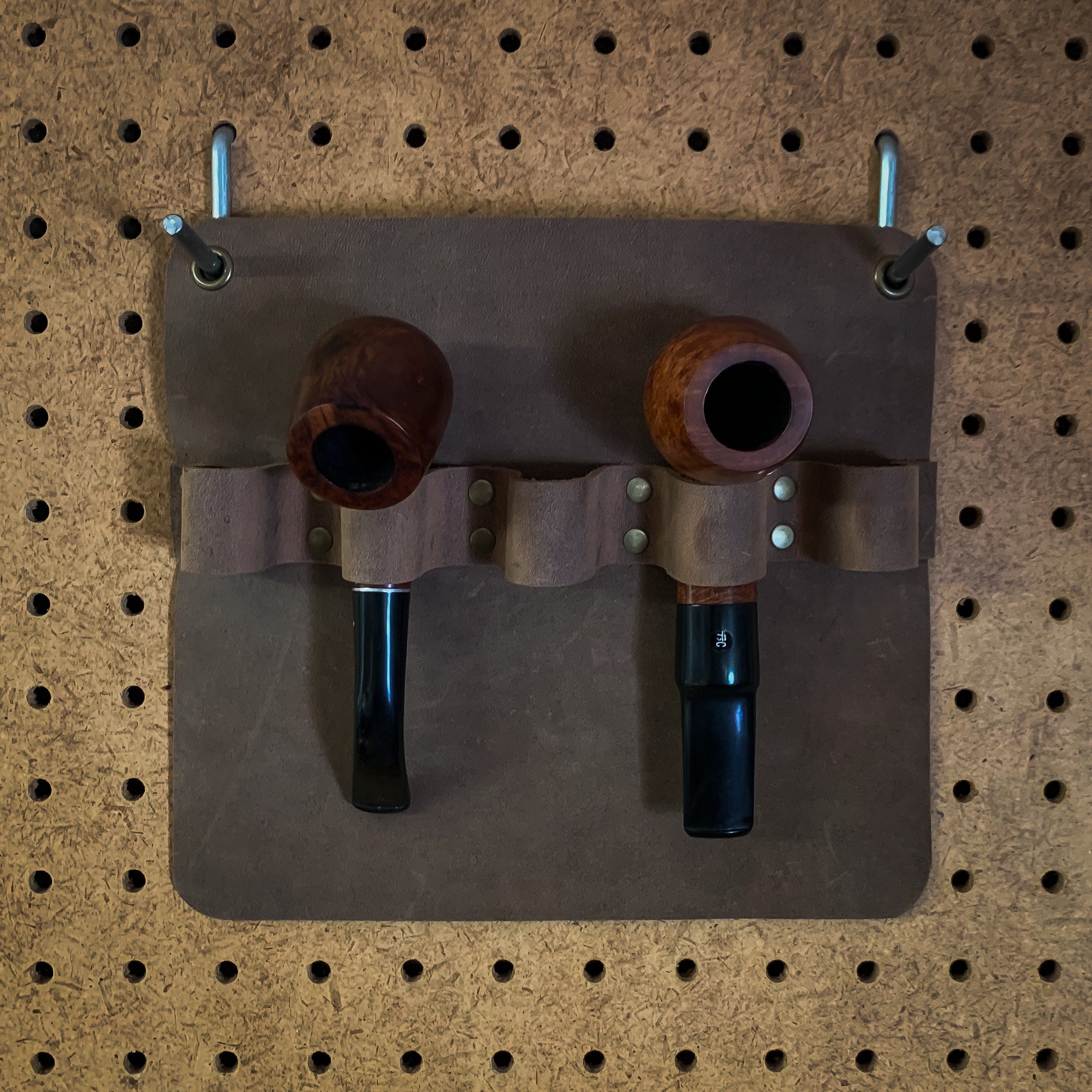 Bison / Buffalo / Utility Leather Wall Mount 5 Pipe Rack / Pipe Holder ...