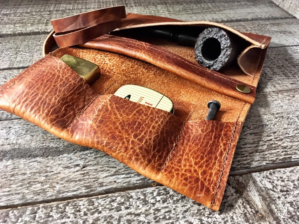 Bison / Buffalo Hide - Medium Tobacco Pipe Roll / Pipe Pouch / Pipe Bag ...