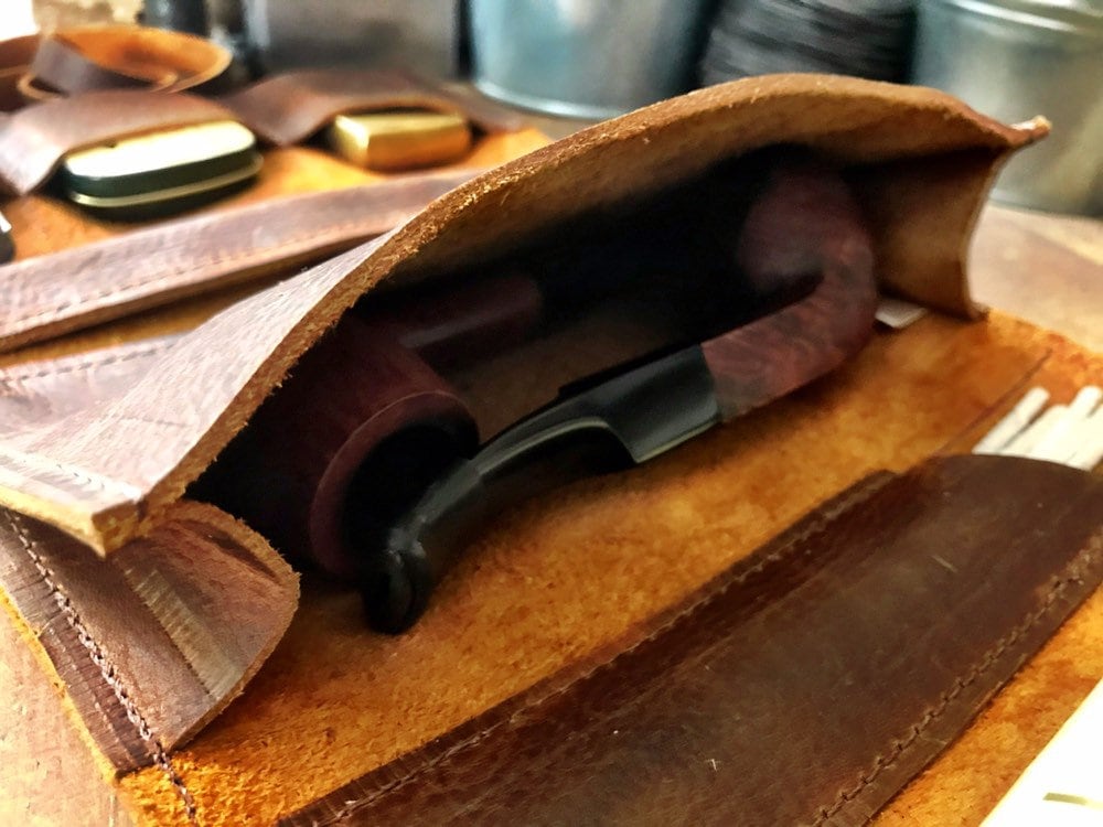 Rustic Kodiak Leather - Large Tobacco Pipe Pouch / Pipe Roll / Pipe Bag ...