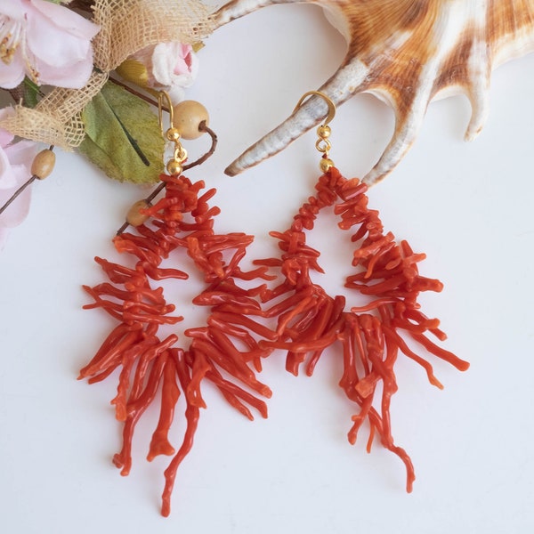 Coral Earrings - Etsy