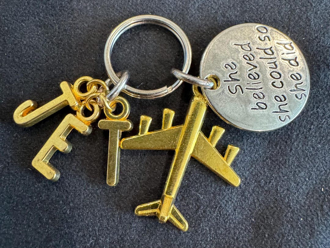 Gold Airplane Keychain: Aviation Pilot Gift With JET Charm - Etsy