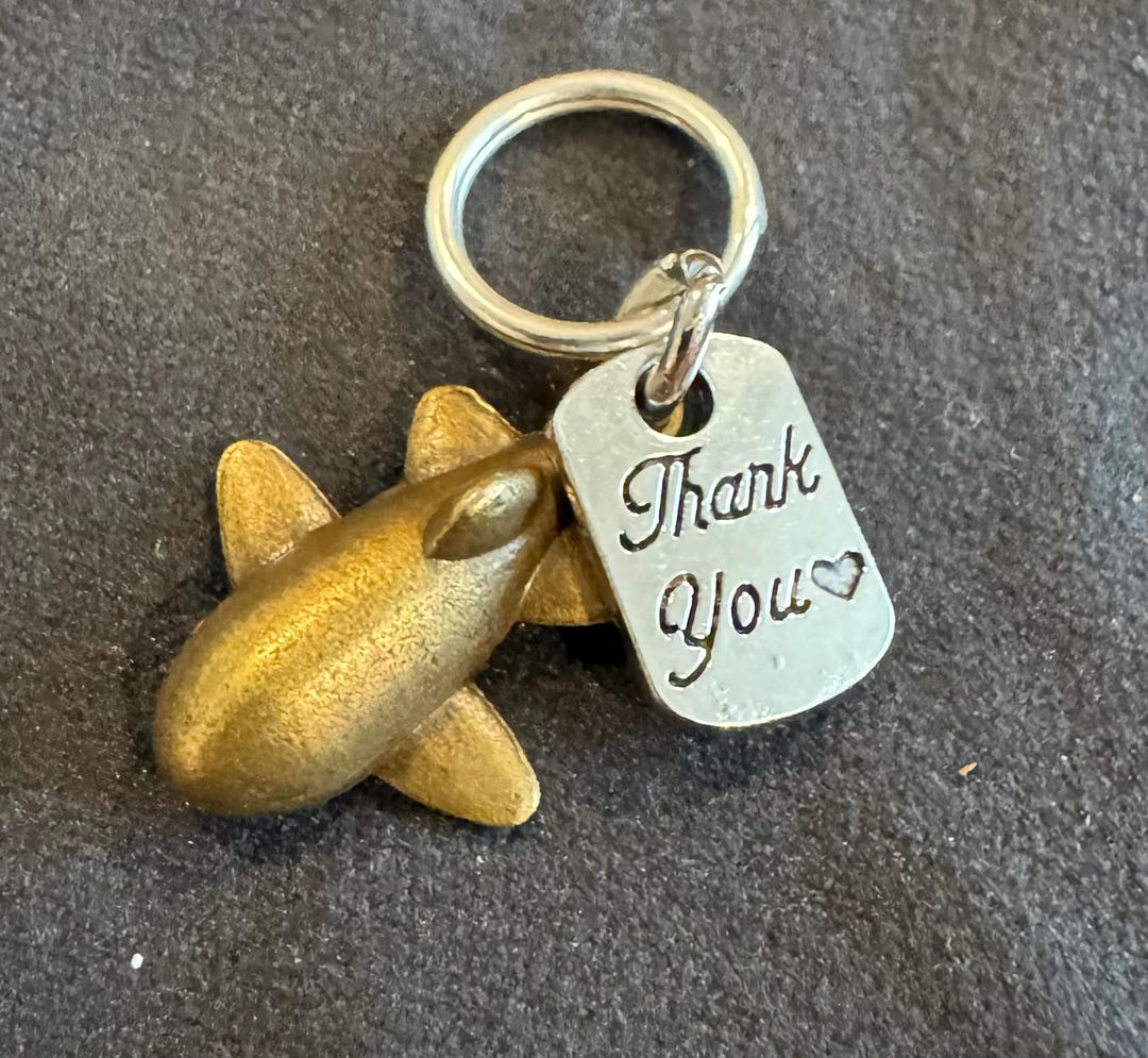 Bronze Airplane Thank You Keychain, Plane Keychain, Aviation Keychain ...