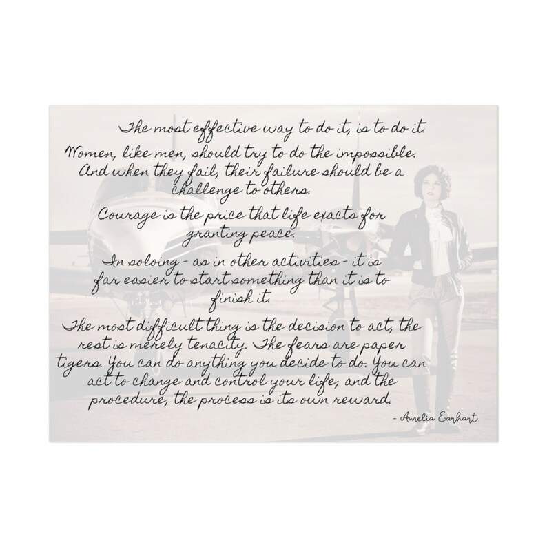 Amelia Earhart Quotes Airplane Poster Gift for Female Pilot - Etsy