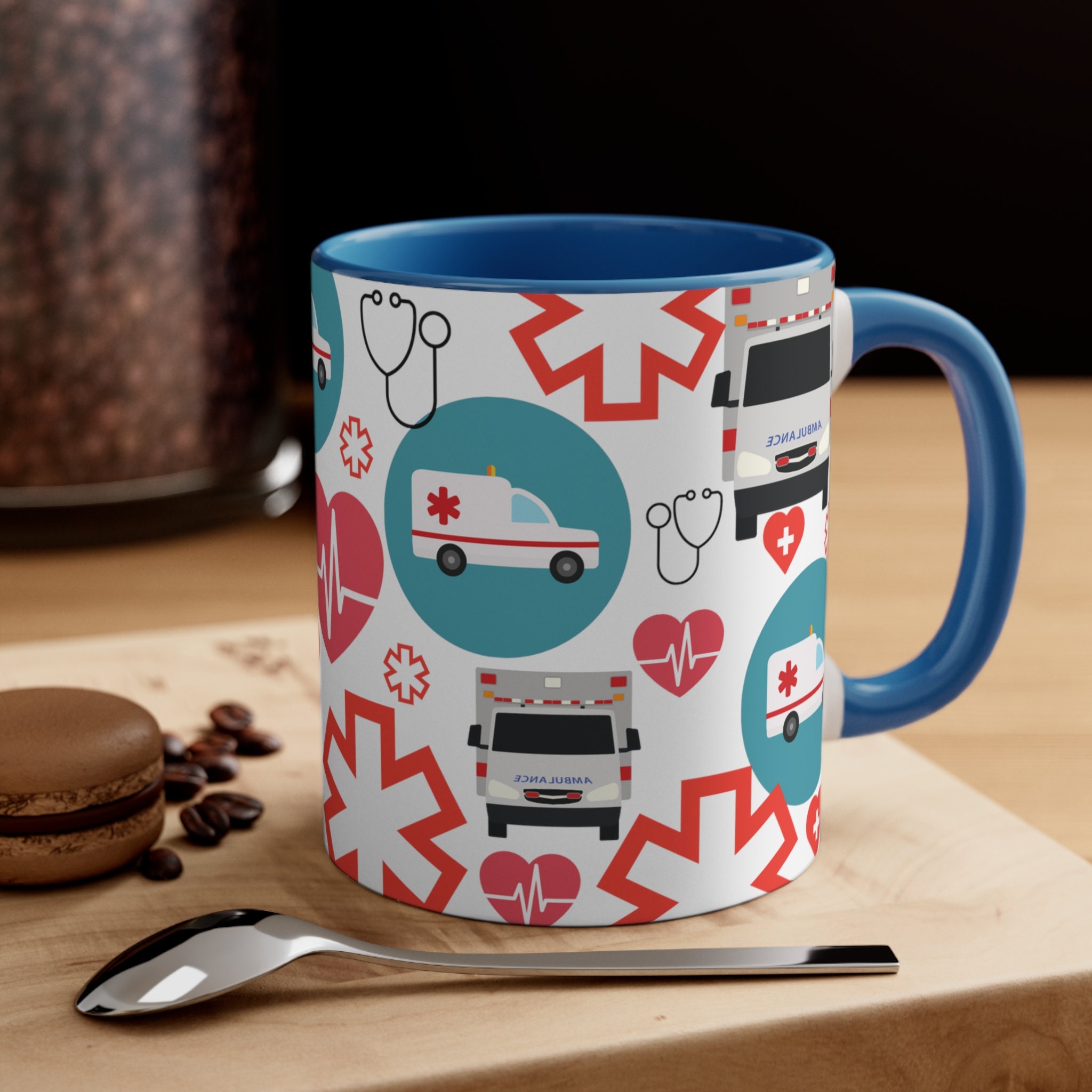 EMS Coffee Mug: Ambulance & Stethoscope Pattern - Etsy
