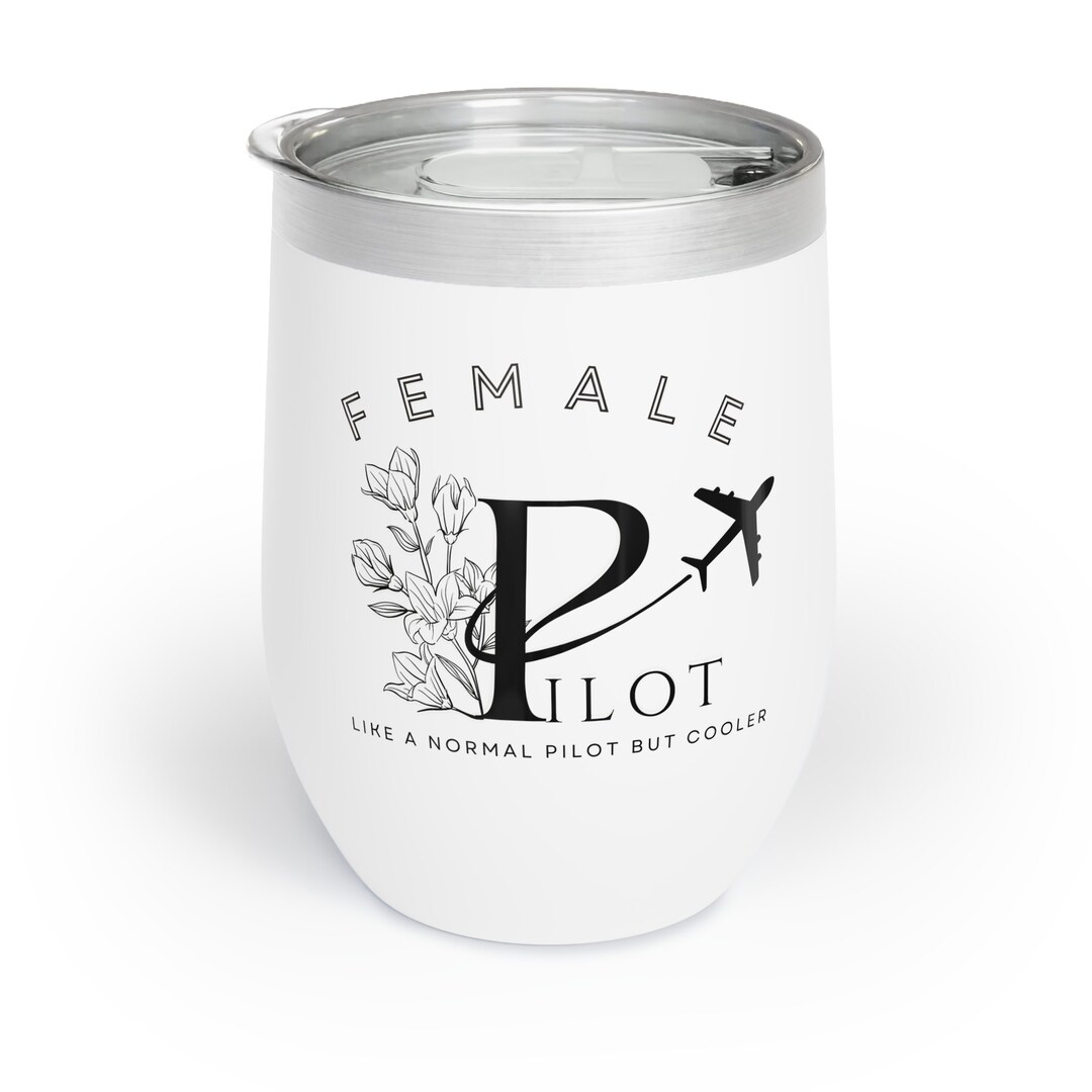Floral Female Pilot Wine Tumbler: Aviation Gift, 12oz Stainless Steel ...