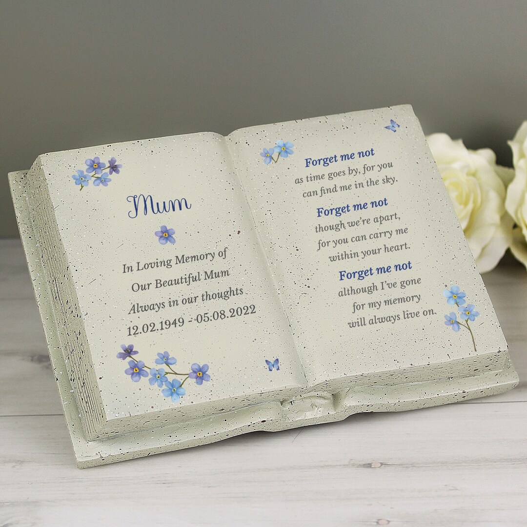 Personalised in Loving Memory Forget Me Not Memorial Resin Book ...