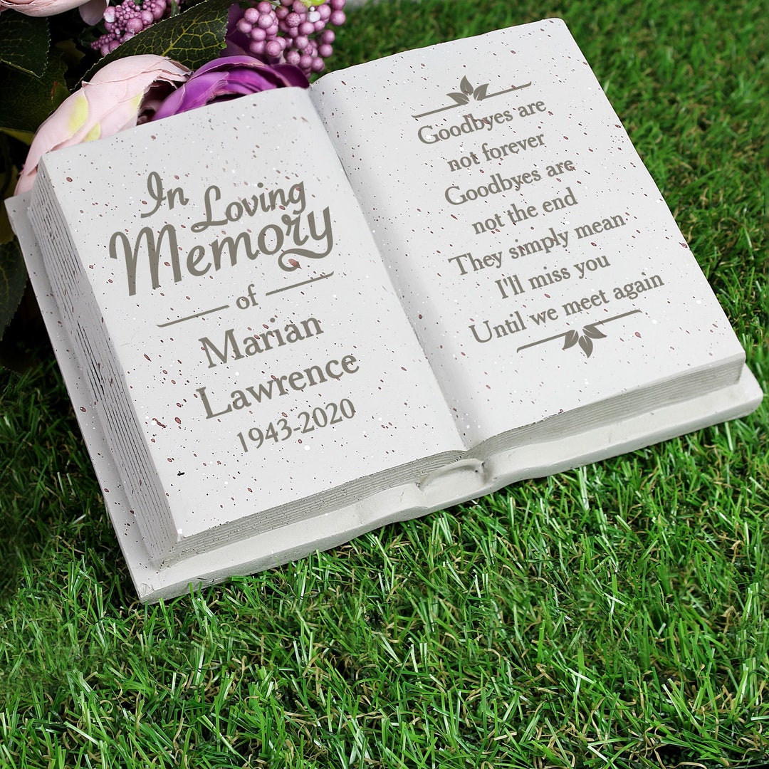 Personalised in Loving Memory Memorial Resin Book, Memorial Stone ...