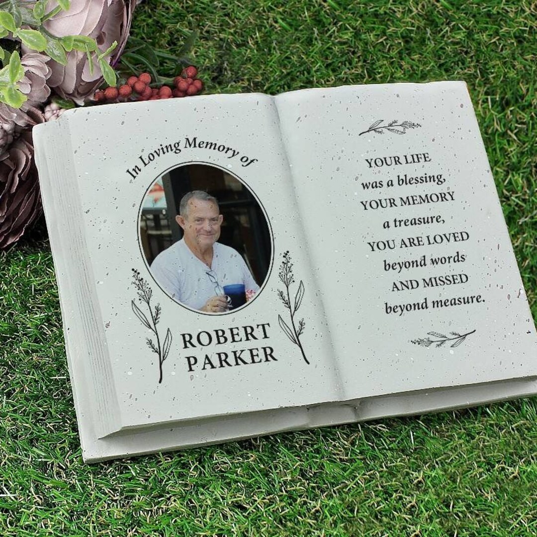 Personalised in Loving Memory Photo Upload Botanical Memorial Resin ...