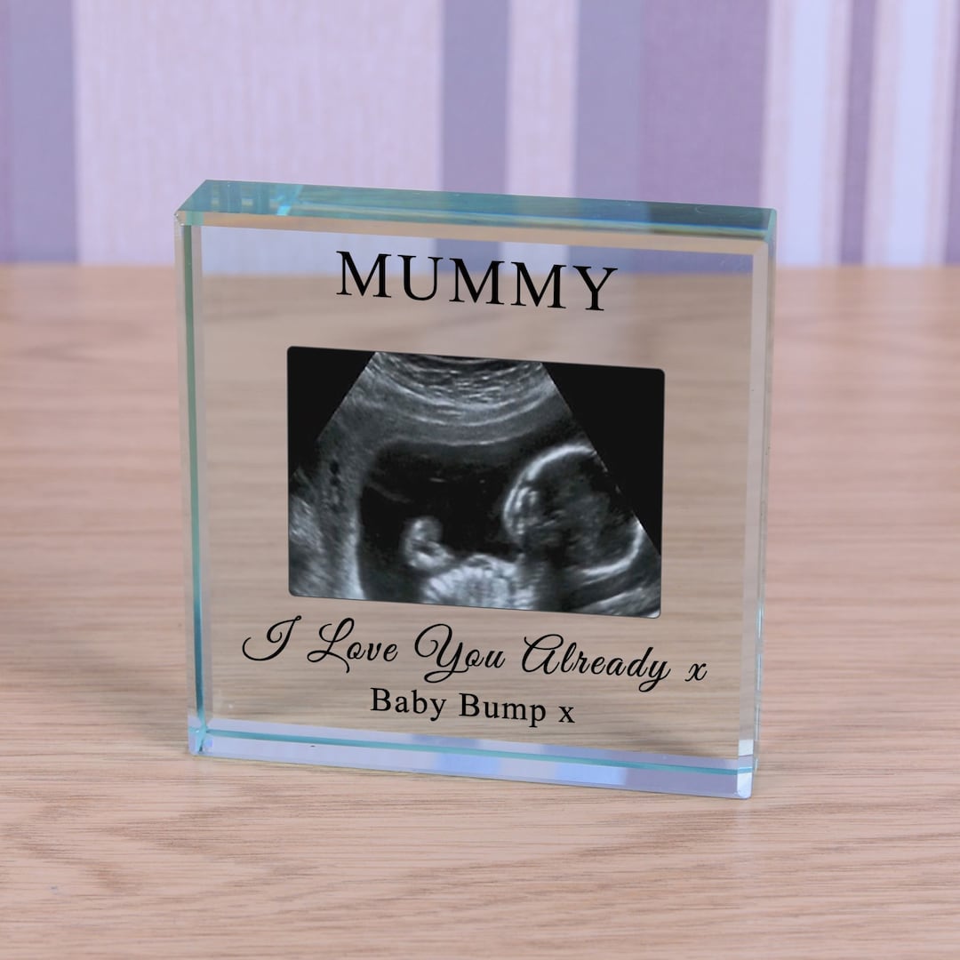 Personalised Baby Ultrasound Scan Photo Glass Token Paperweight, Baby ...
