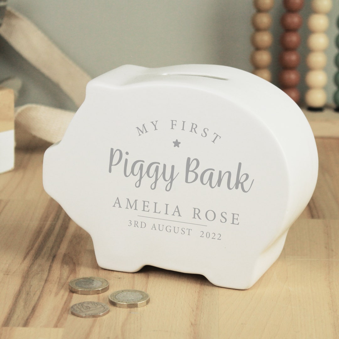 Personalised My First Piggy Bank, Childrens Piggy Bank, New Baby Gift ...