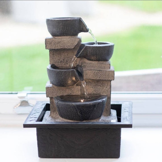 Indoor Waterfall LED Cascading Pot Waterfall Fountain - Etsy