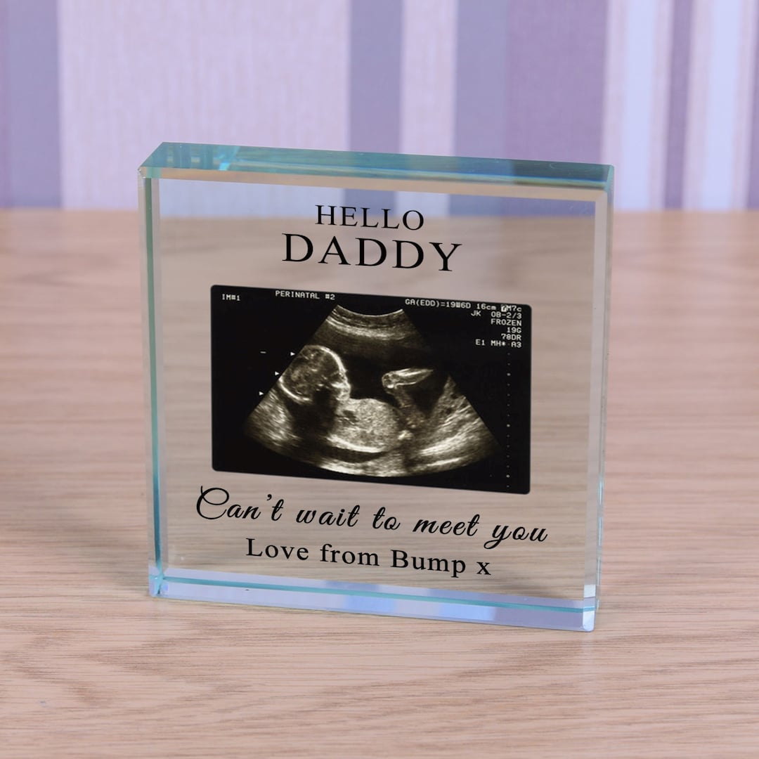 Personalised Baby Ultrasound Scan Photo Glass Token Paperweight, Baby ...