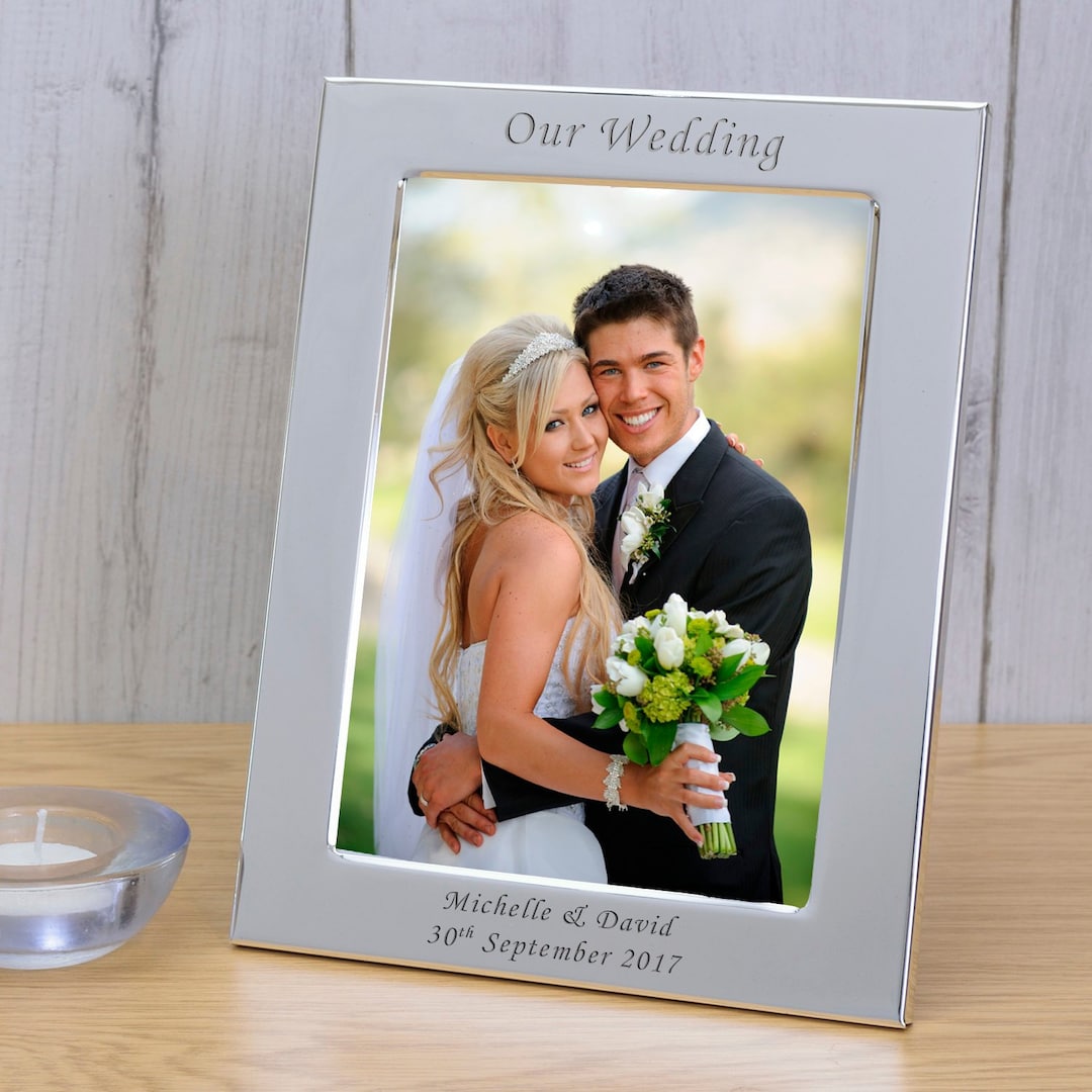 Personalised Engraved Our Wedding Silver Plated Photo Frame Custom ...
