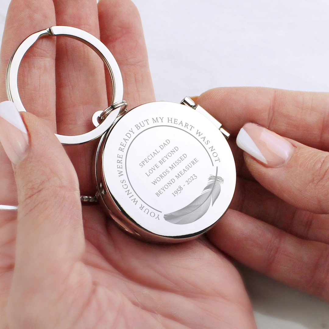 Personalised in Loving Memory Round Photo Keyring, Memorial Gift ...