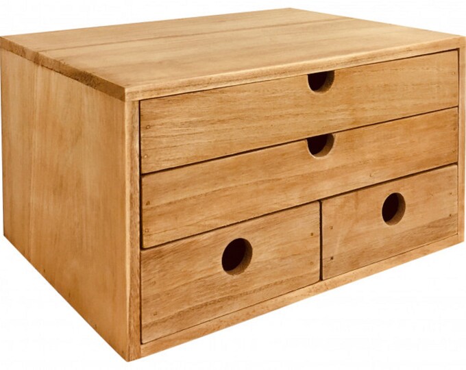 Rustic Solid Wood Storage Organizer 33cm, Wooden Storage Drawers, Home ...