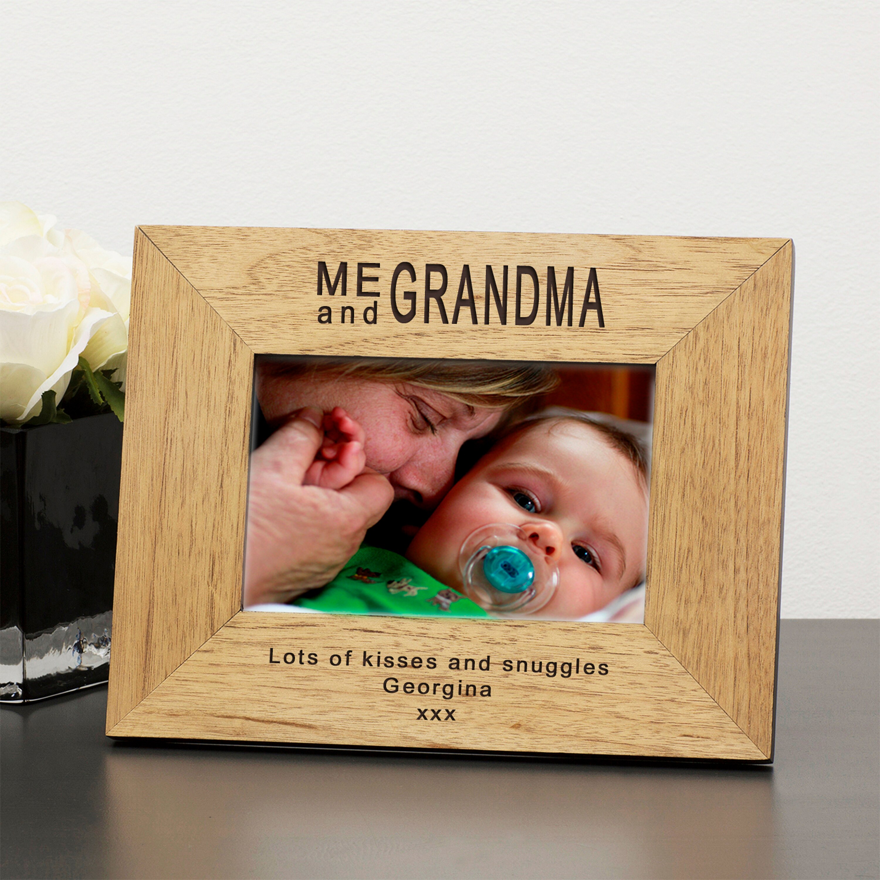 Personalised Me and Grandma Gift Wooden Picture Photo Frame 6x4 Custom ...