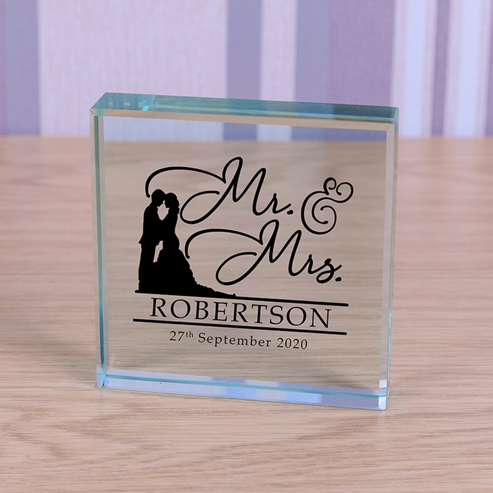 Personalised Engraved Glass Block Paperweight Wedding Gift - Etsy UK