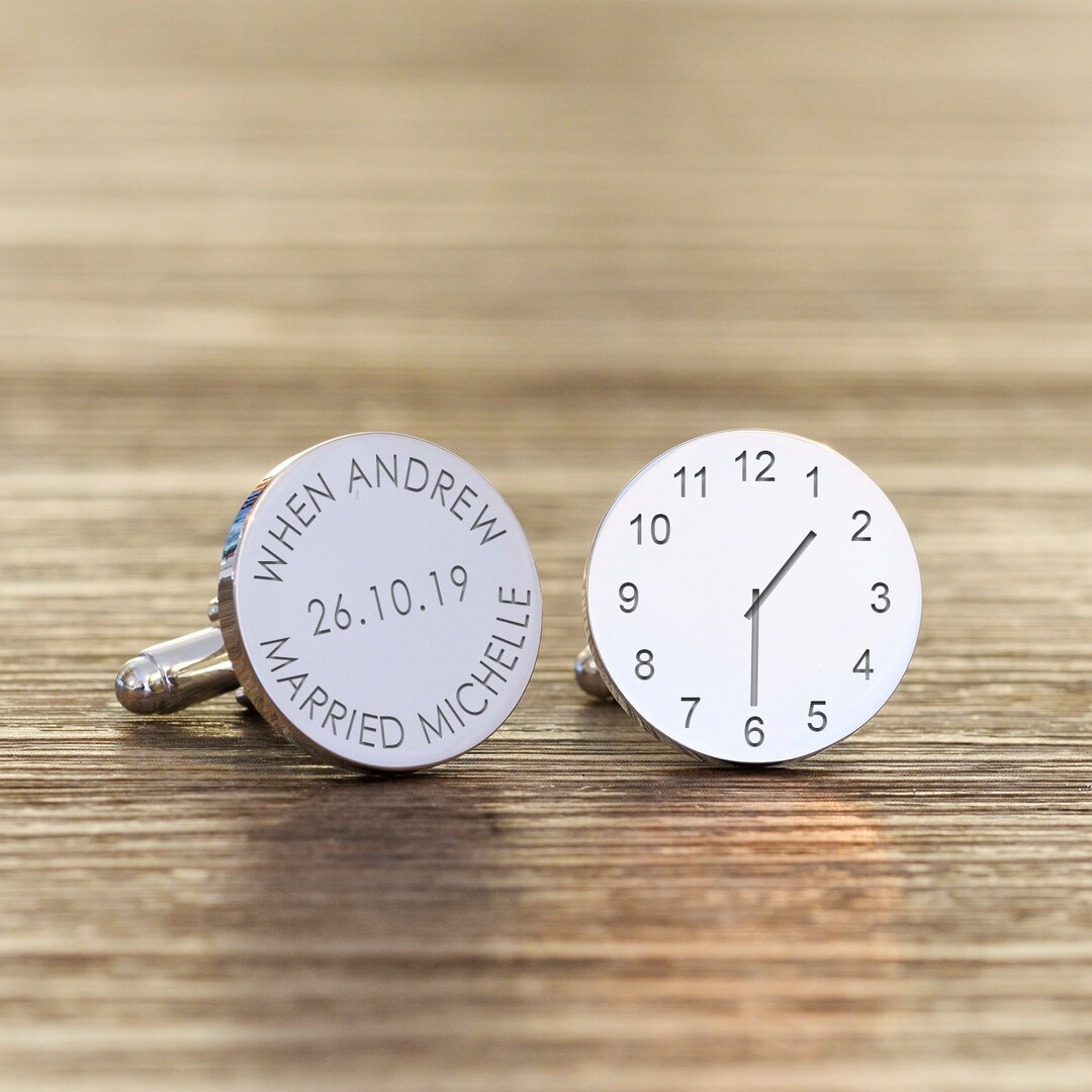 Personalized Wedding Cufflinks Engraved Silver Plated Groomgift Wedding ...