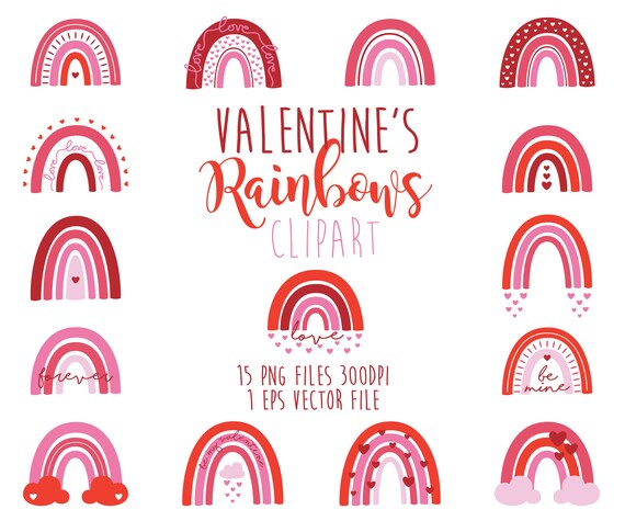 Valentine Rainbow Clipart Love Rainbow Vector Digital | Etsy