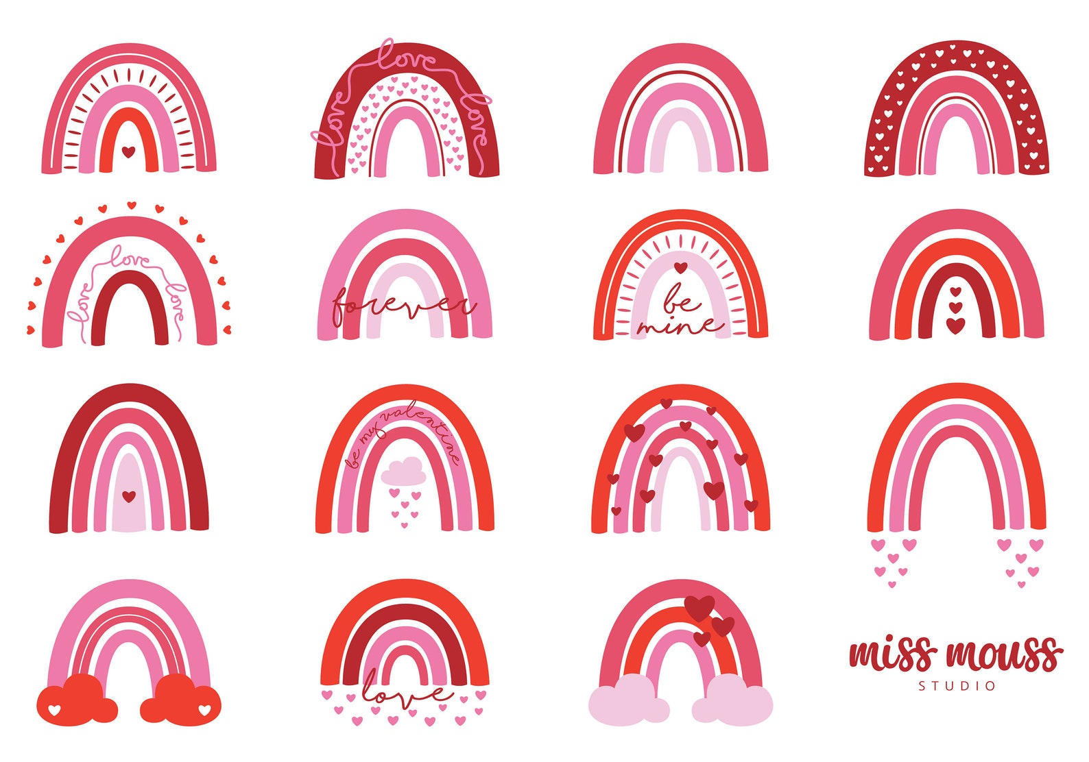 Valentine Rainbow Clipart, Love Rainbow Vector, Digital Rainbows ...