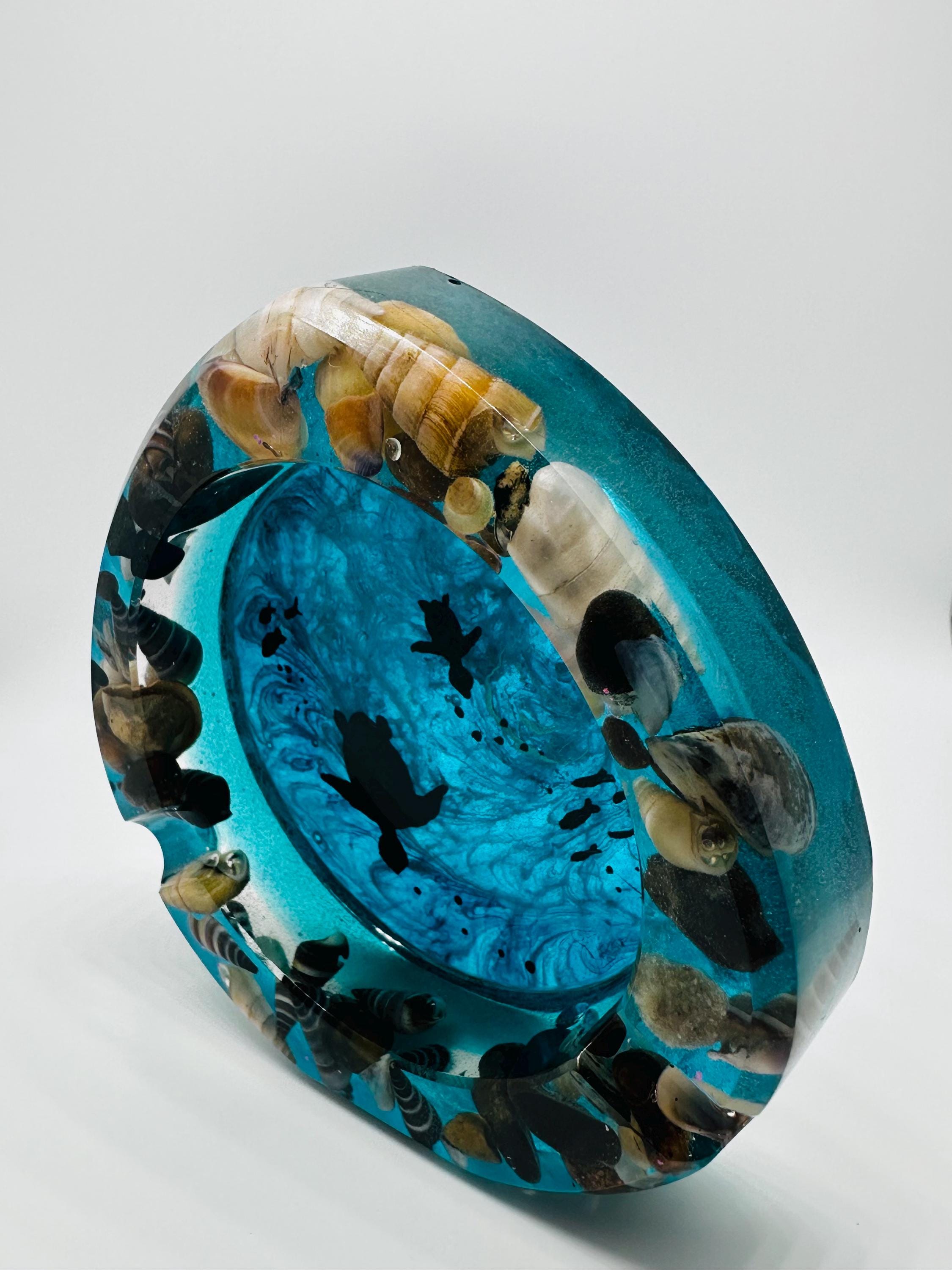 Colorful Turtle Ash Tray With Sea Shells Ocean Theme Homemade With ...