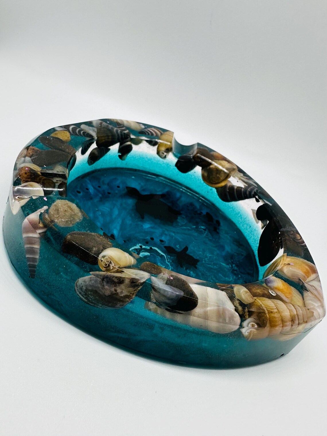 Colorful Turtle Ash Tray With Sea Shells Ocean Theme Homemade With ...