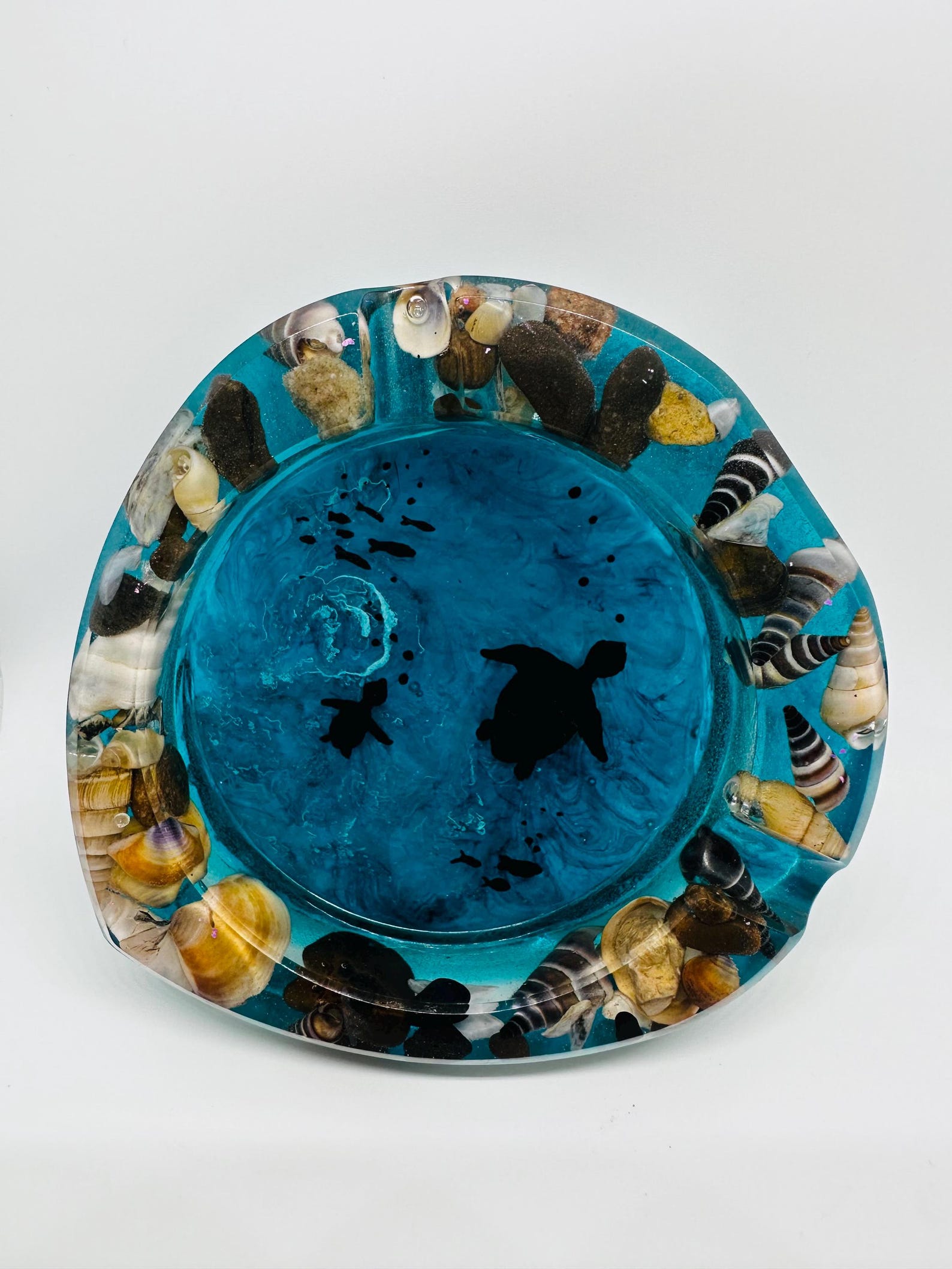 Colorful Turtle Ash Tray With Sea Shells Ocean Theme Homemade With ...