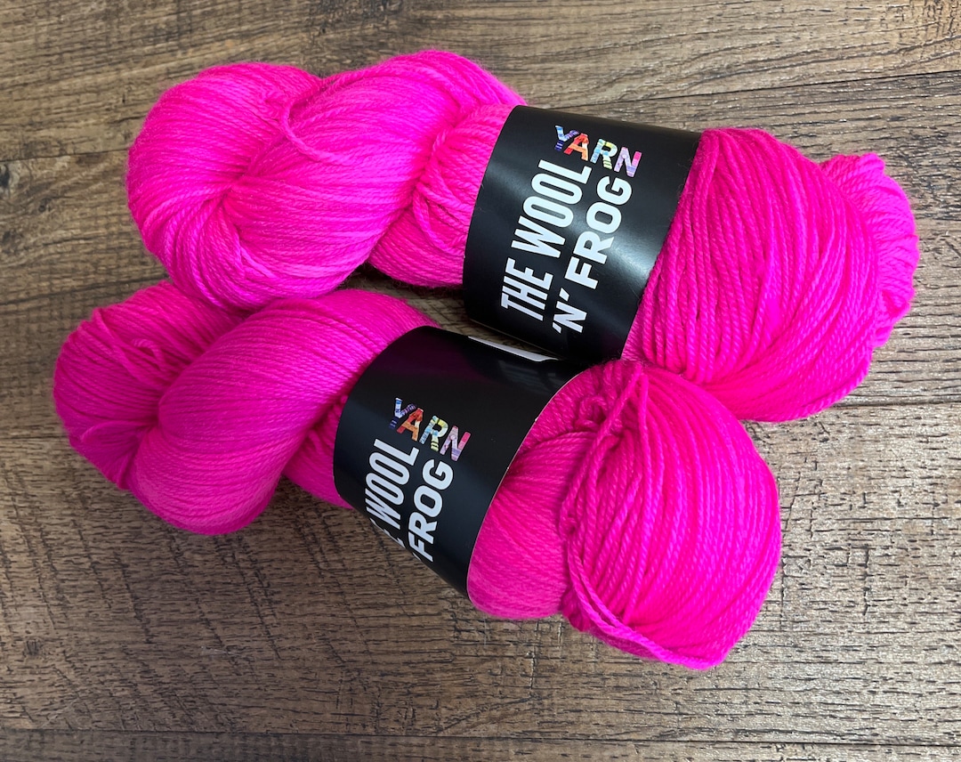 Pink Neon Hand Dyed Yarn, Fingering Weight Super Wash 80/20 Merino ...