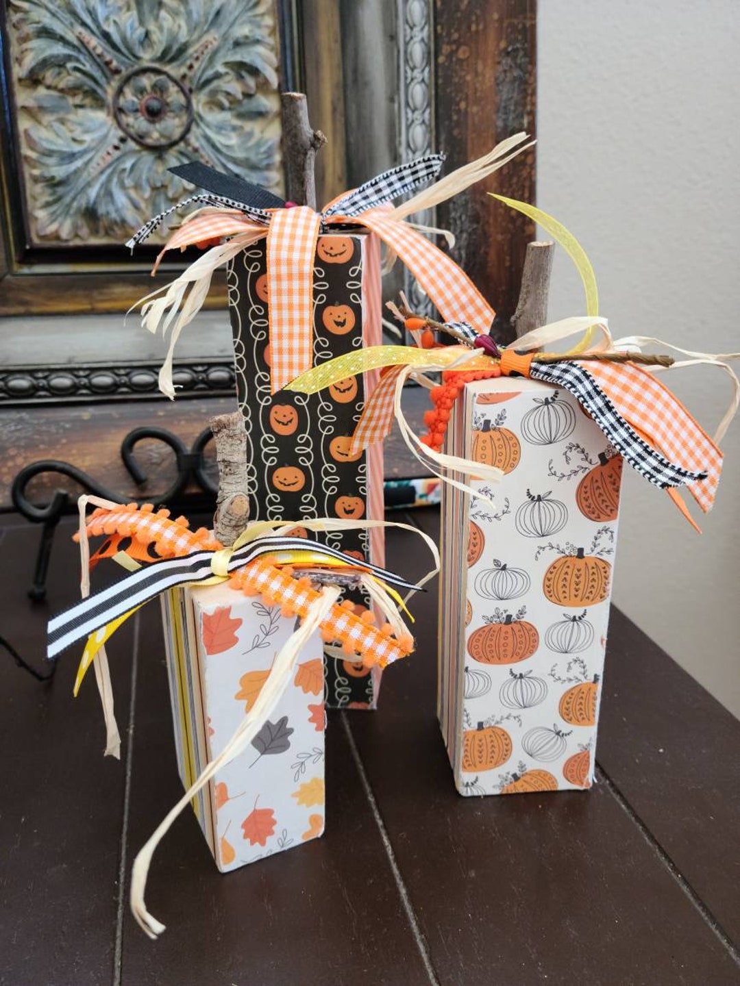 Wood Block Decor, Halloween Decor, Pumpkin Wood Blocks, Halloween ...