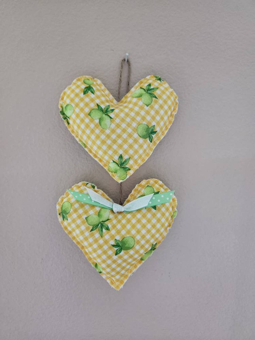 Lemon Decor, Hanging Lemon Hearts, Dual Hanging Hearts, Lemon Hearts ...
