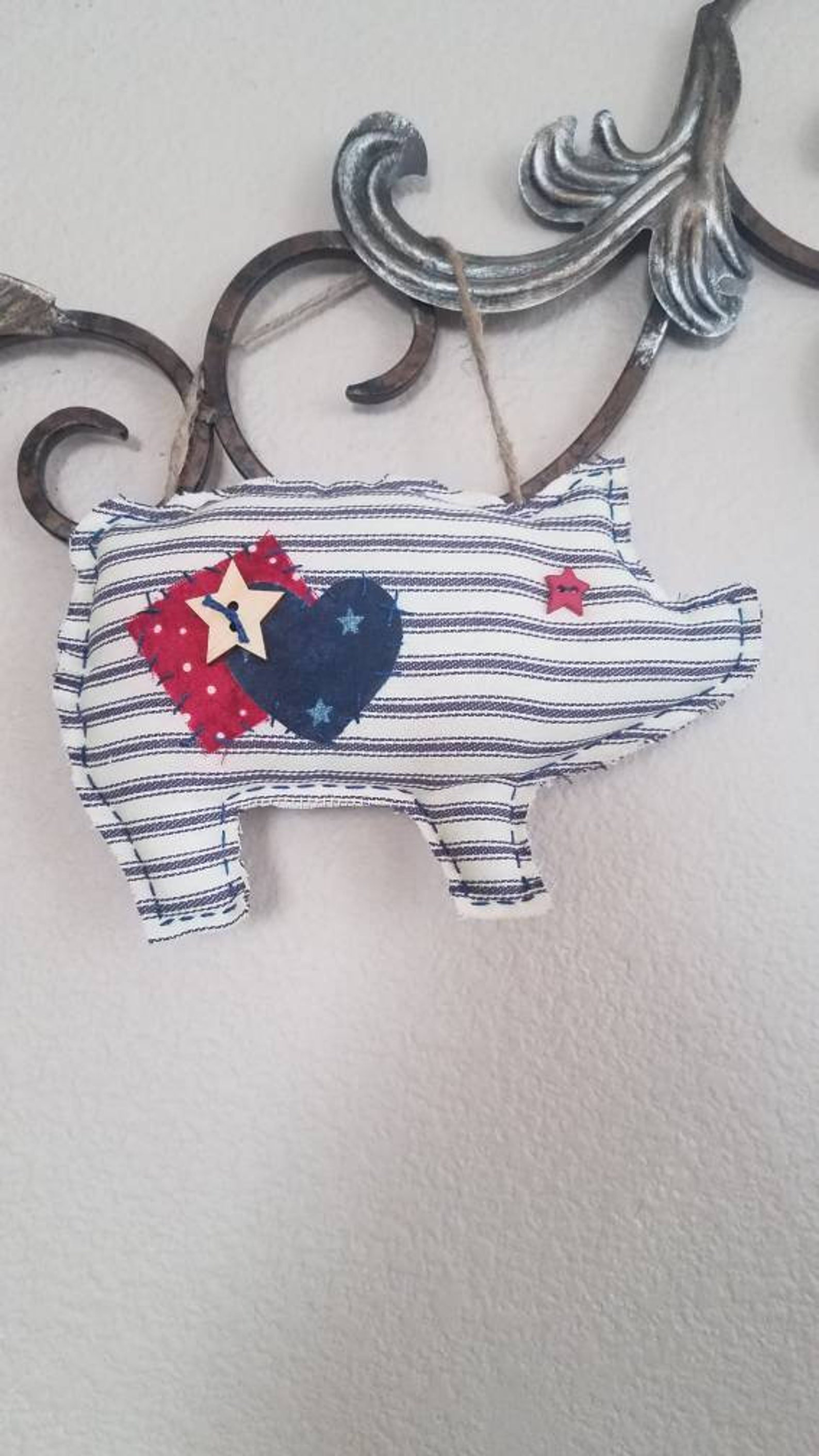 Patriotic Farmhouse Hanging Pig Patriotic Pig Patriotic - Etsy
