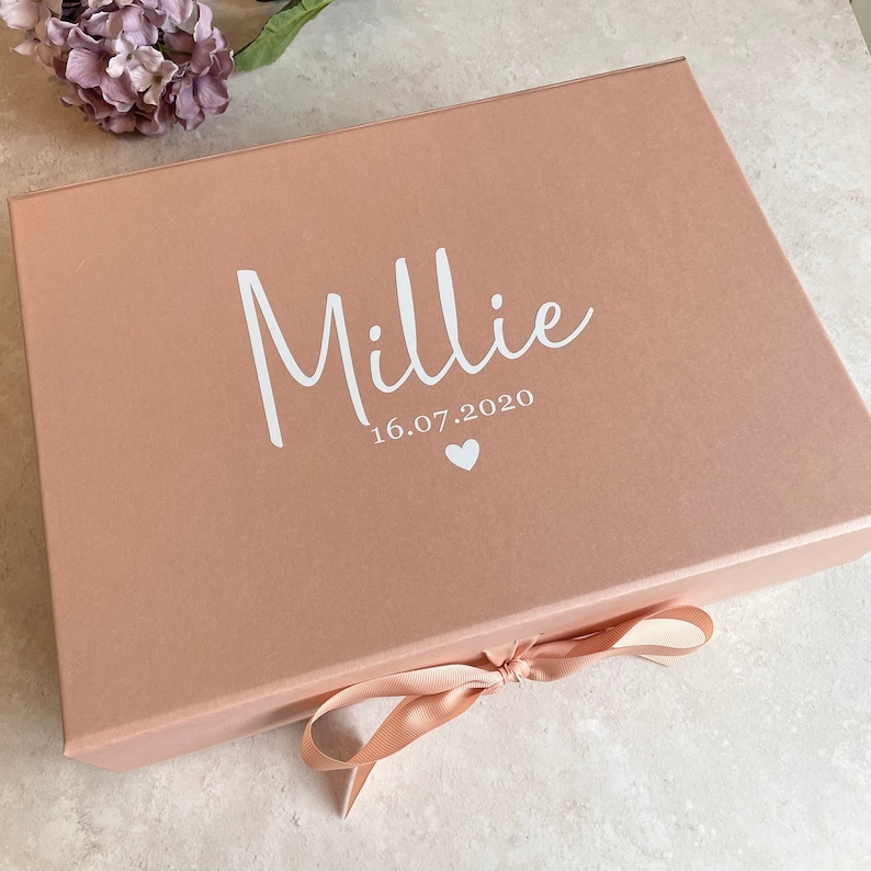 Personalised Large Deep Rose Gold Gift Box. Bridesmaid Flower - Etsy UK