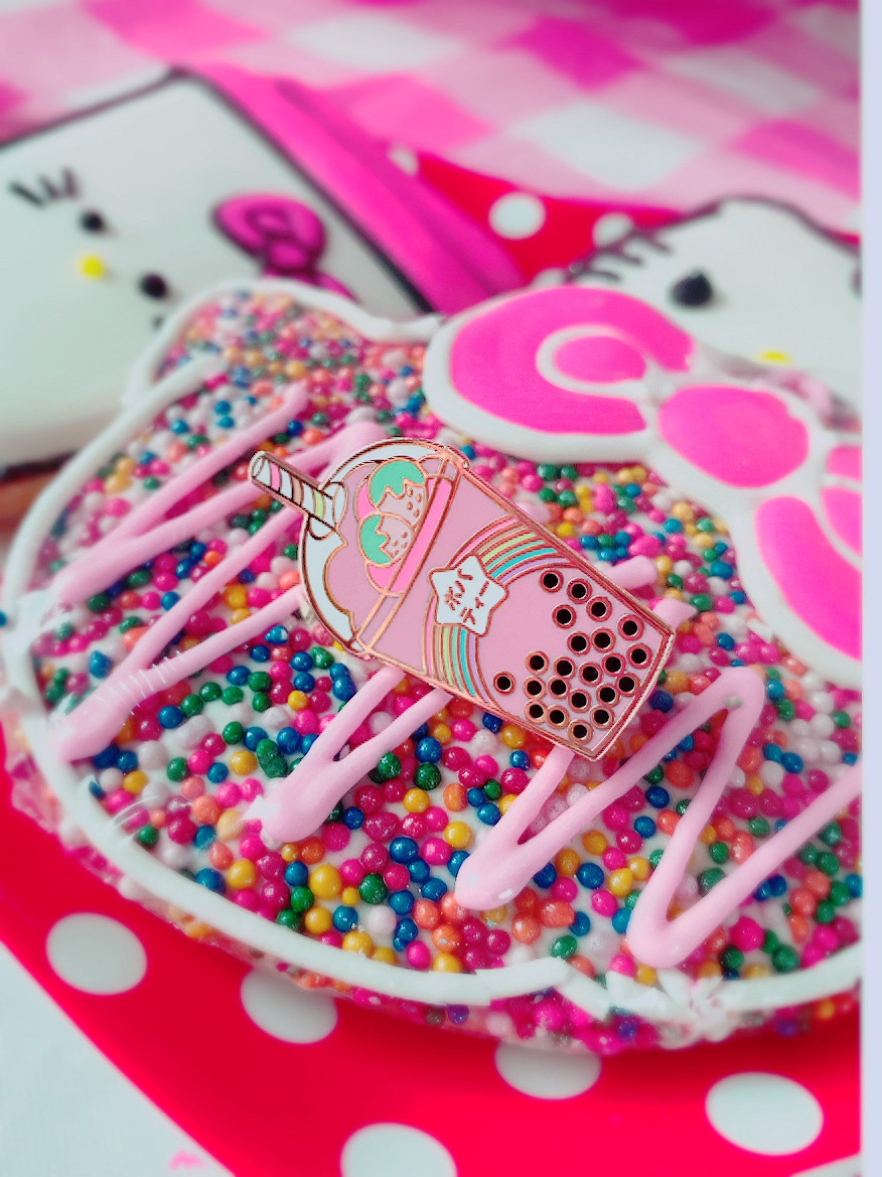 Magical Strawberry Bubble Tea Pin | Etsy