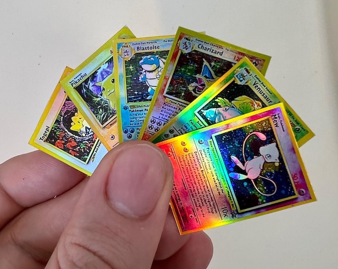 Set of Mini Holographic Card Stickers Pokémon First & Second Gen - Etsy