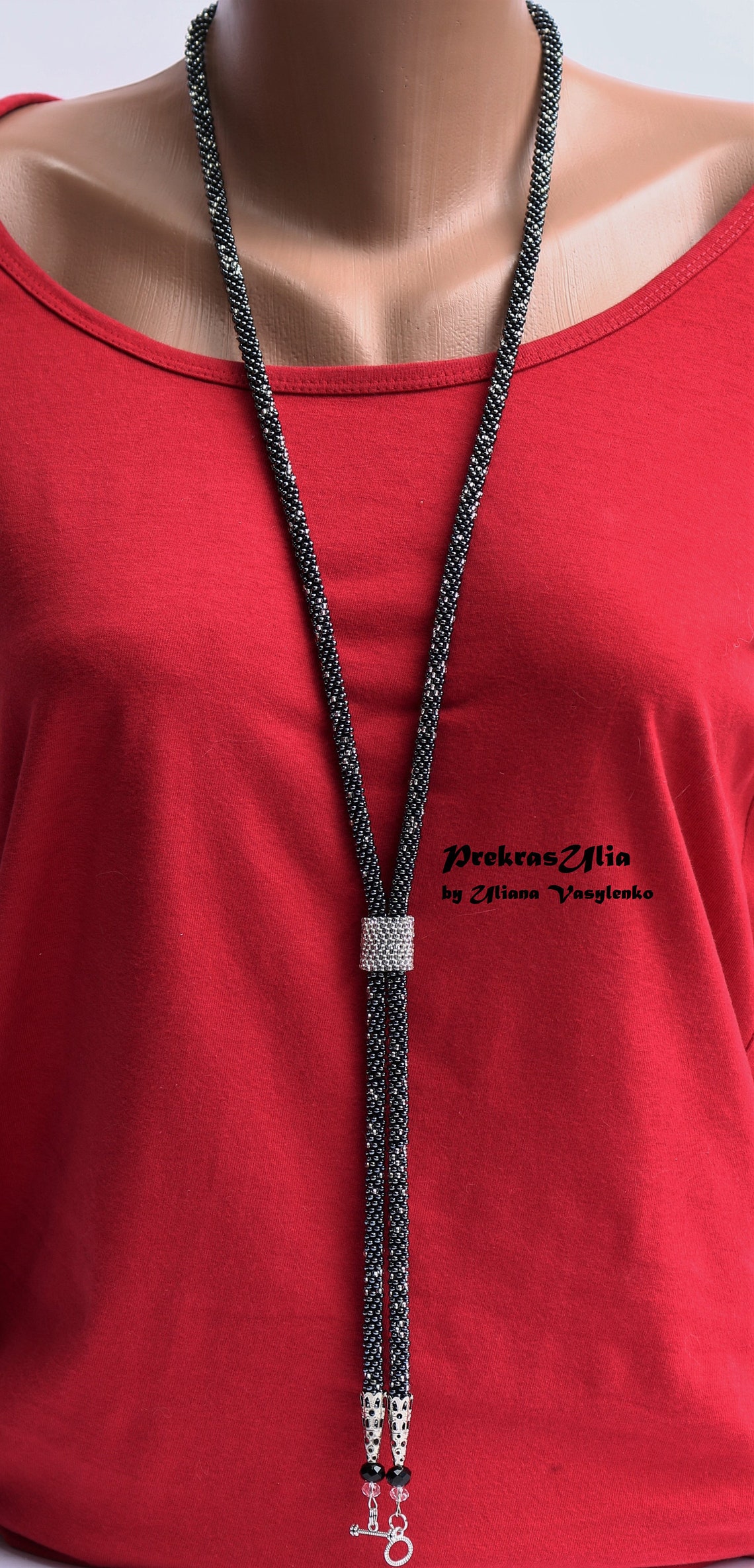 Universal Belt Black Lariat Tie Beaded Lariat Necklace Lariat - Etsy