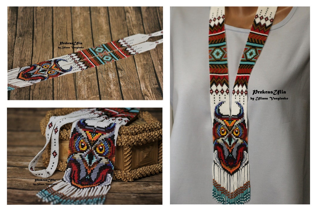 Owl White Long Gerdan Traditional Ukrainian Gerdan Handmade - Etsy