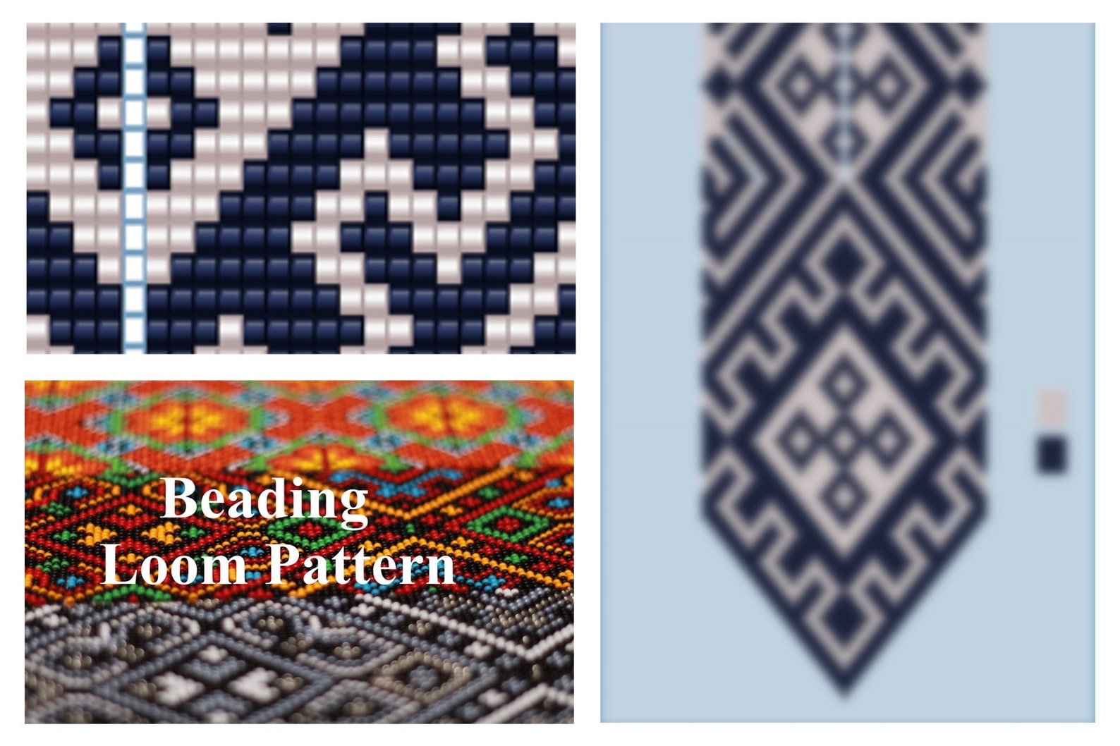 Gerdan Beading Pattern Loom gerdan White gerdan blue necklace | Etsy