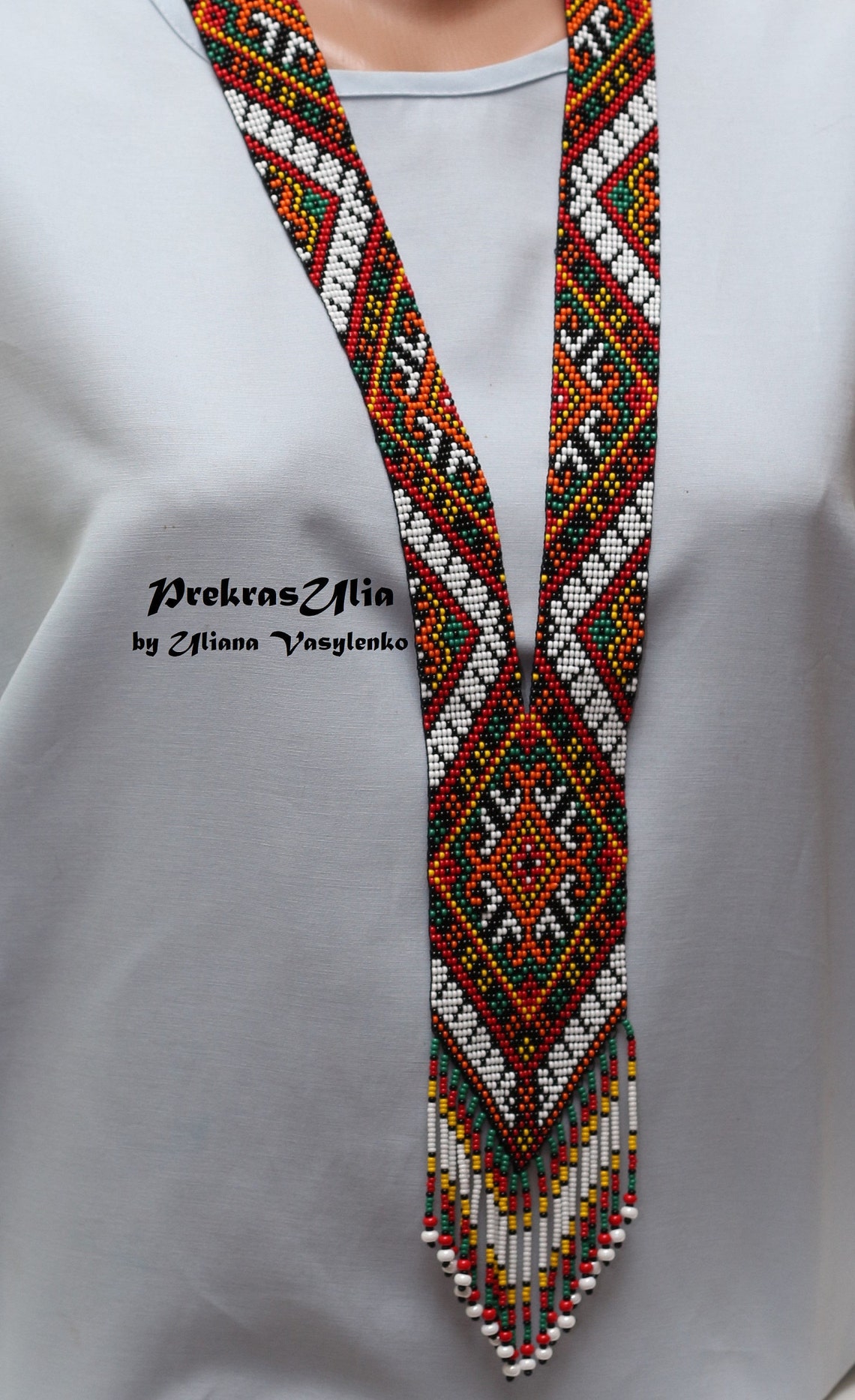 Long Gerdan Traditional Hutsul Ornanent Ukrainian Gerdan | Etsy