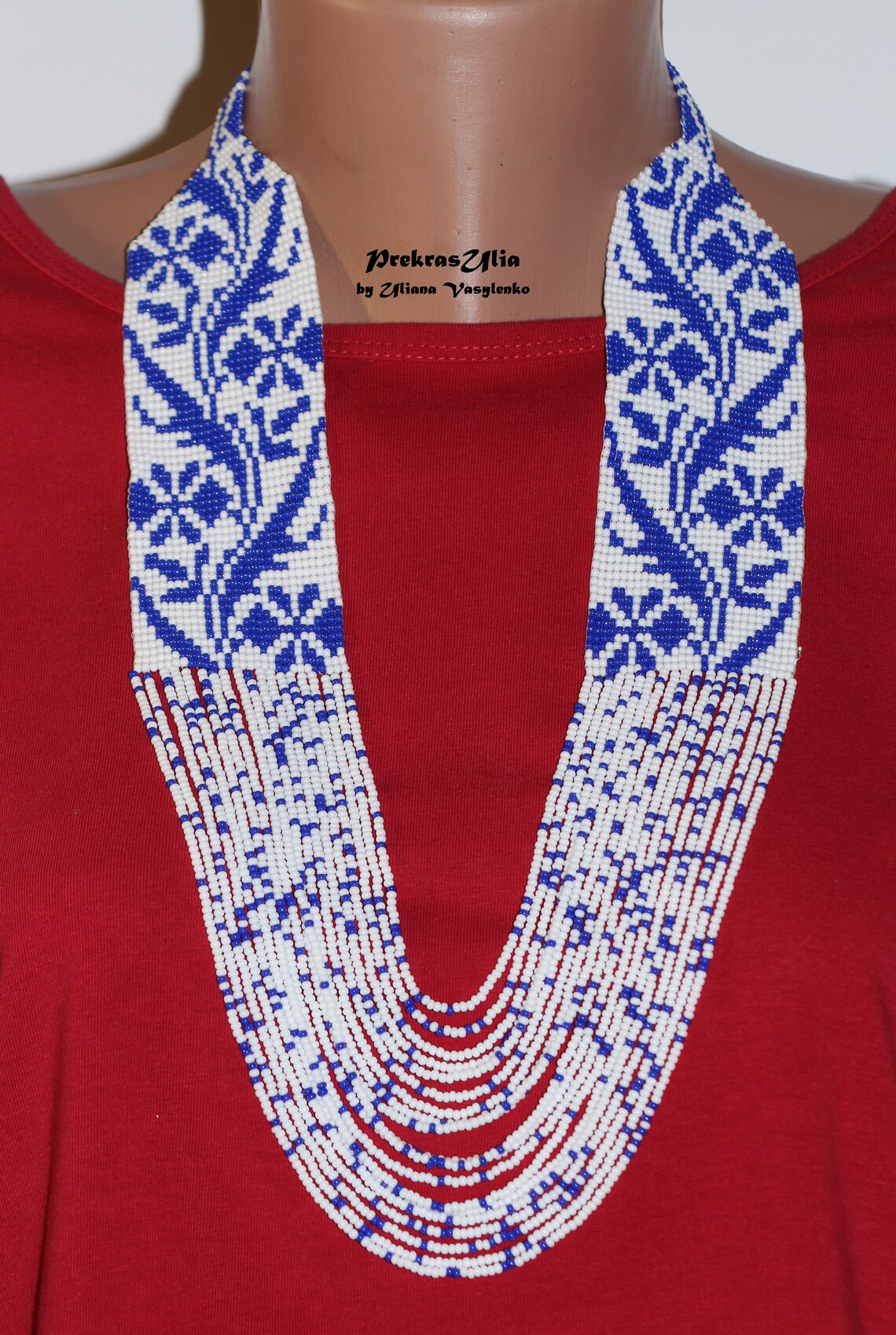 Blue White Ukrainian Gerdan Circular Gerdan White Gerdan Gift | Etsy