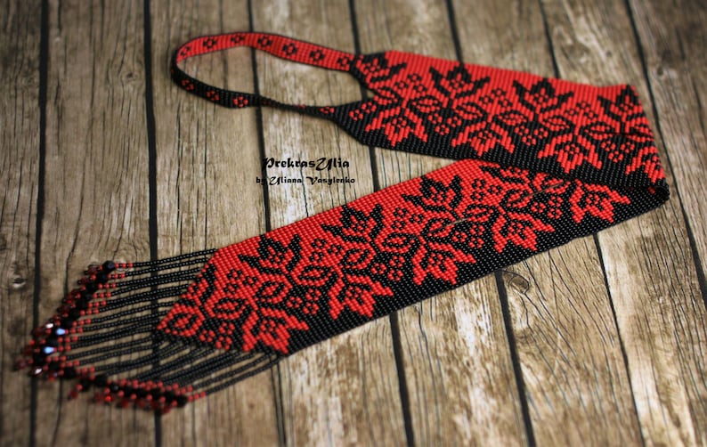 Black Red Long Gerdan Traditional Ukrainian Gerdan Handmade - Etsy