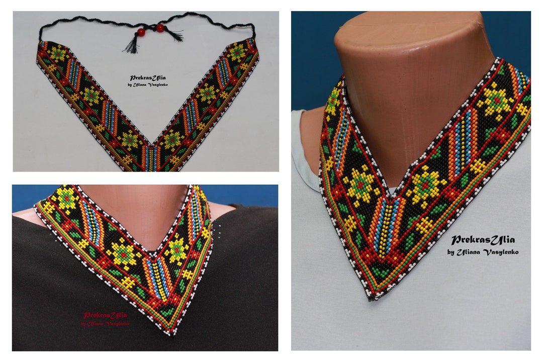Ornament Seed Bead Gerdan Necklace Traditional Ukrainian Gerdan Beaded ...