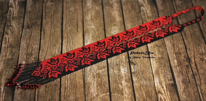 Black Red Long Gerdan Traditional Ukrainian Gerdan Handmade - Etsy