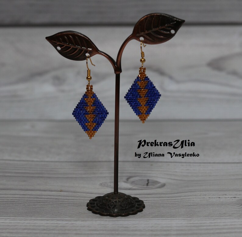 Earrings Rhombus Native American Design Rhombus Seed Beaded | Etsy