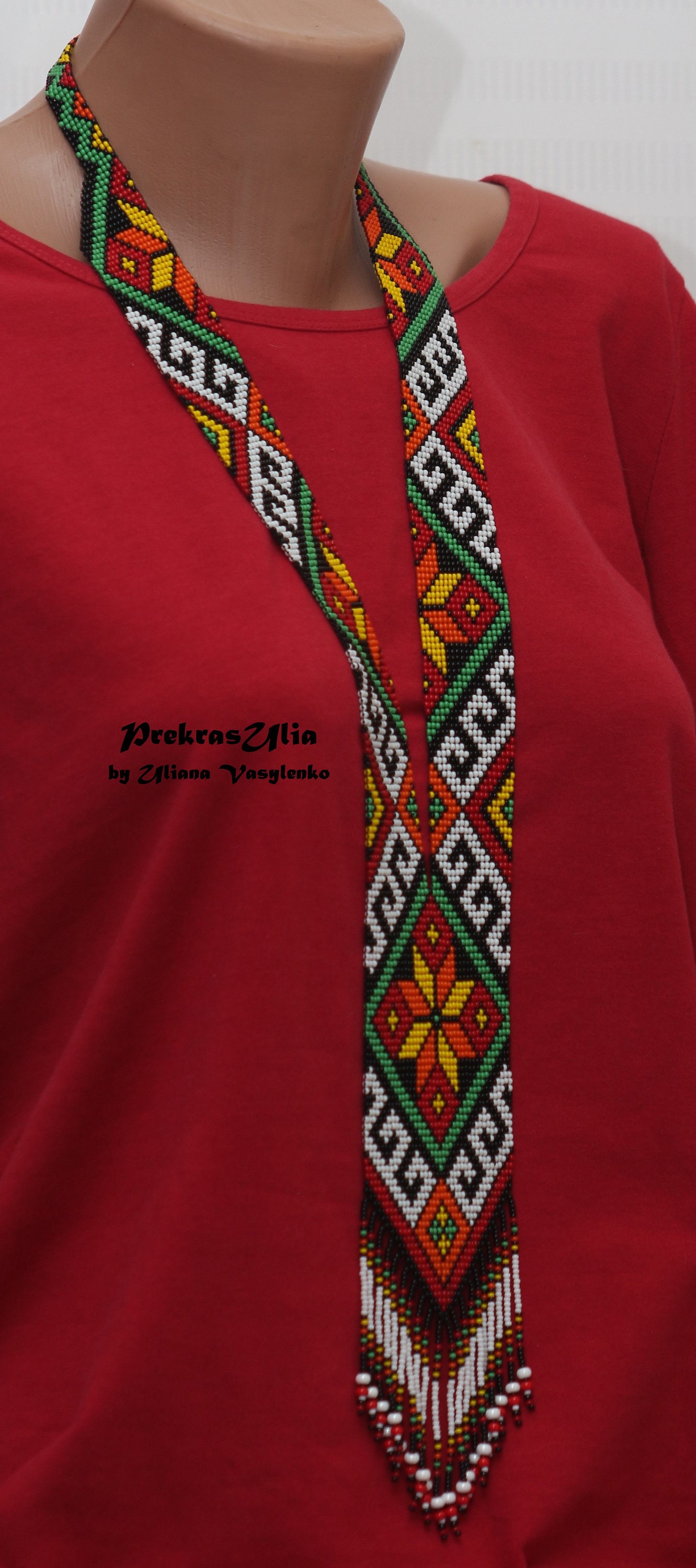 Traditional Ukrainian Gerdan Handmade Glass Beaded Necklace - Etsy