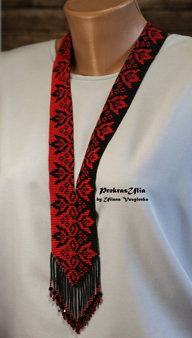 Black Red Long Gerdan Traditional Ukrainian Gerdan Handmade - Etsy