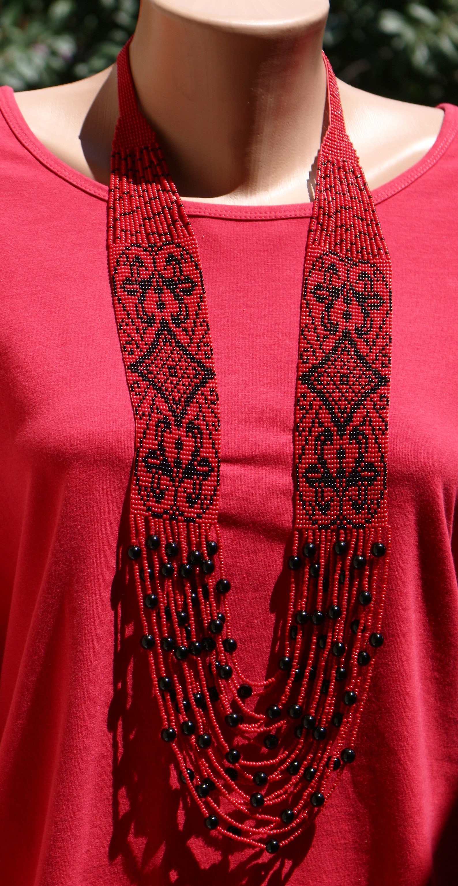 Red Gerdan Geometric Ornament Ukrainian Gerdan Seed Bead - Etsy