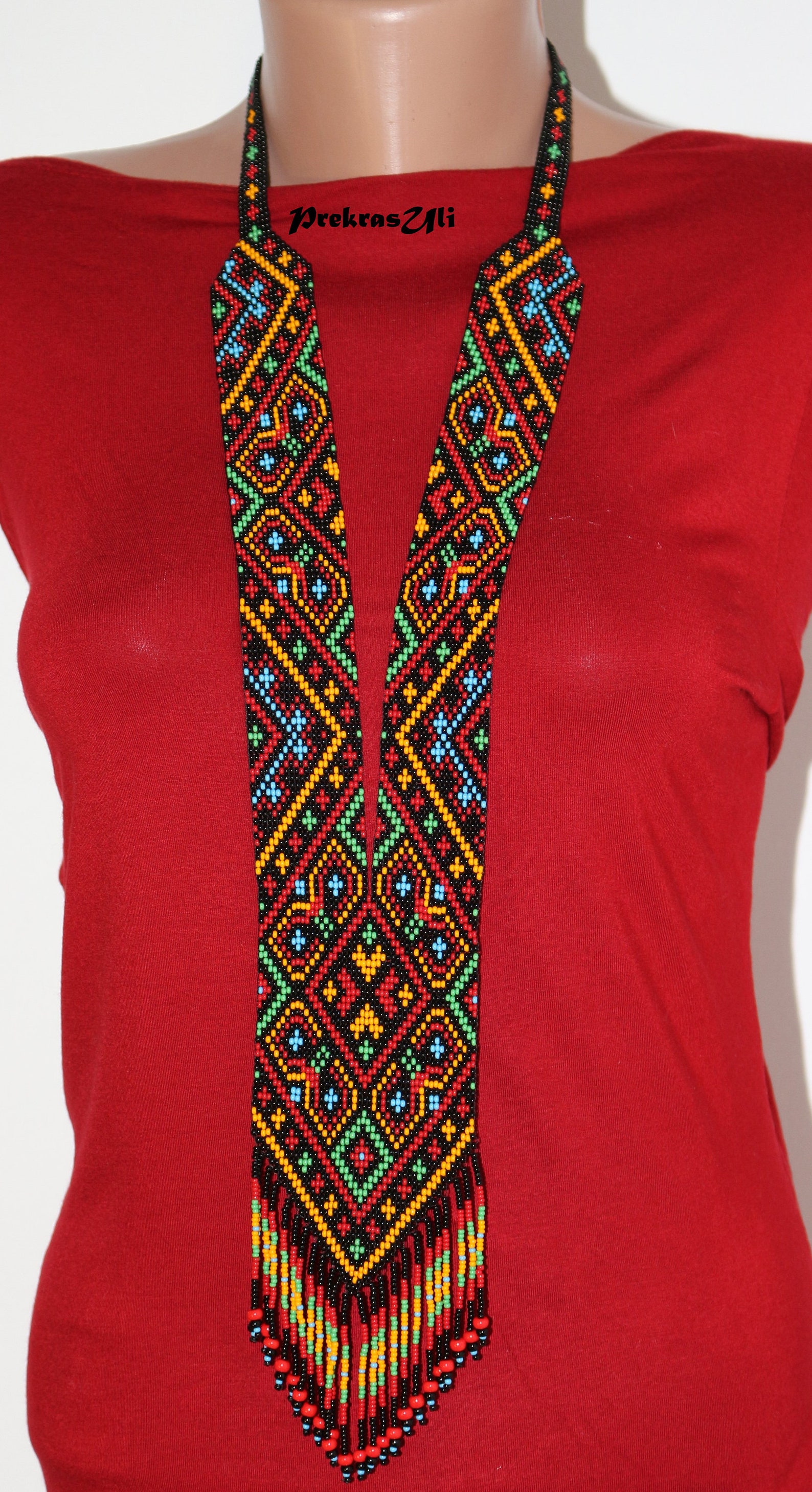 Traditional Ukrainian Gerdan Handmade Glass Beaded Necklace | Etsy