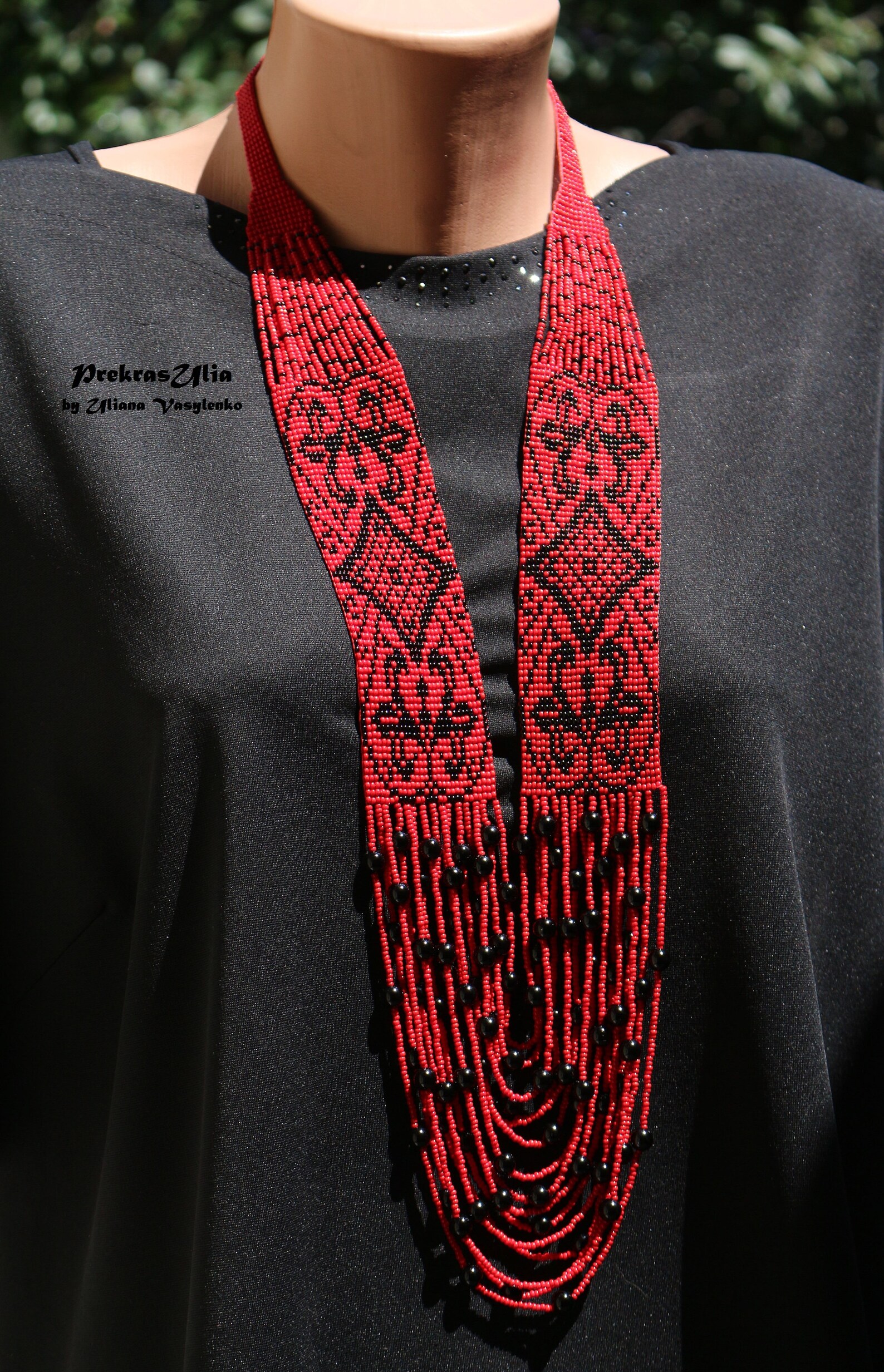 Red Gerdan Geometric Ornament Ukrainian Gerdan Seed Bead - Etsy