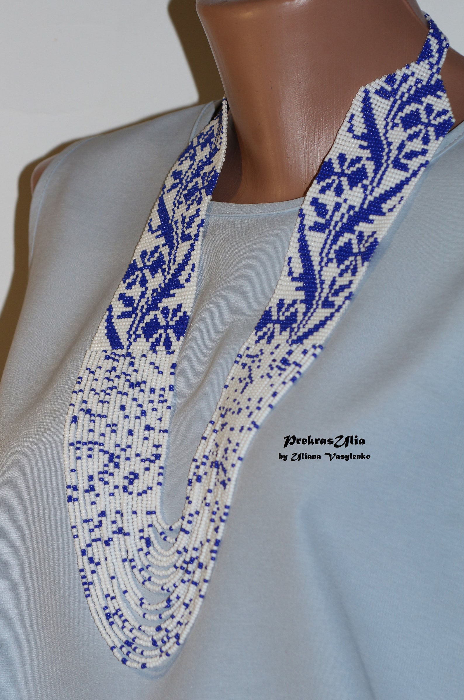 Blue White Ukrainian Gerdan Circular Gerdan White Gerdan Gift | Etsy